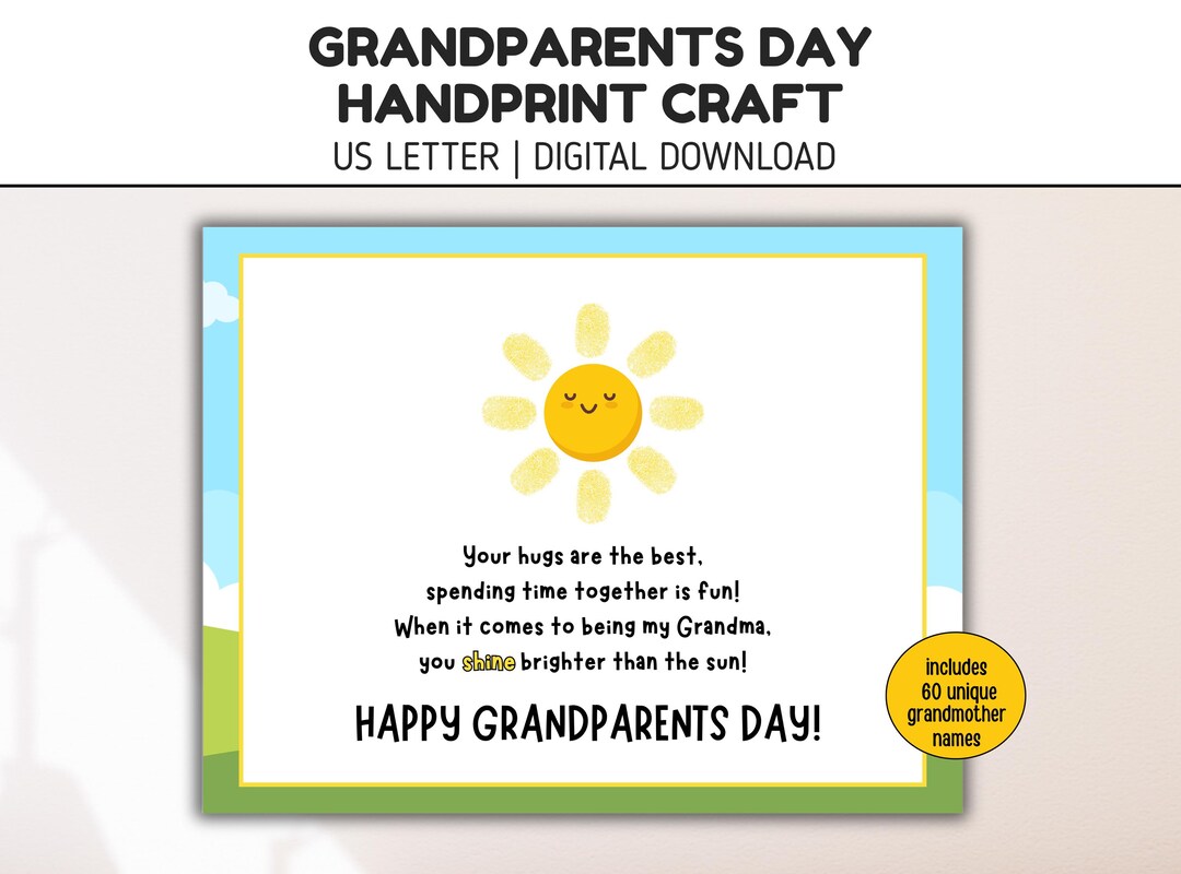 Grandparents Day Handprint Craft, Grandmother Keepsake (digital ...