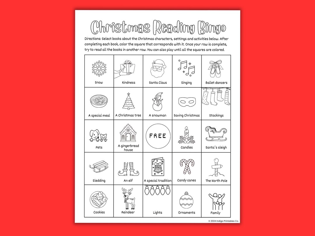 Children's Christmas Reading Bingo, Reading Log, Holiday Activity, Book ...