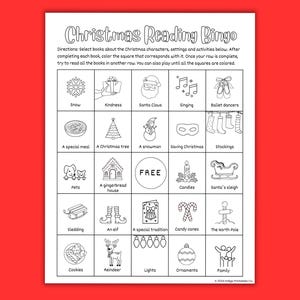 Children's Christmas Reading Bingo, Reading Log, Holiday Activity, Book ...