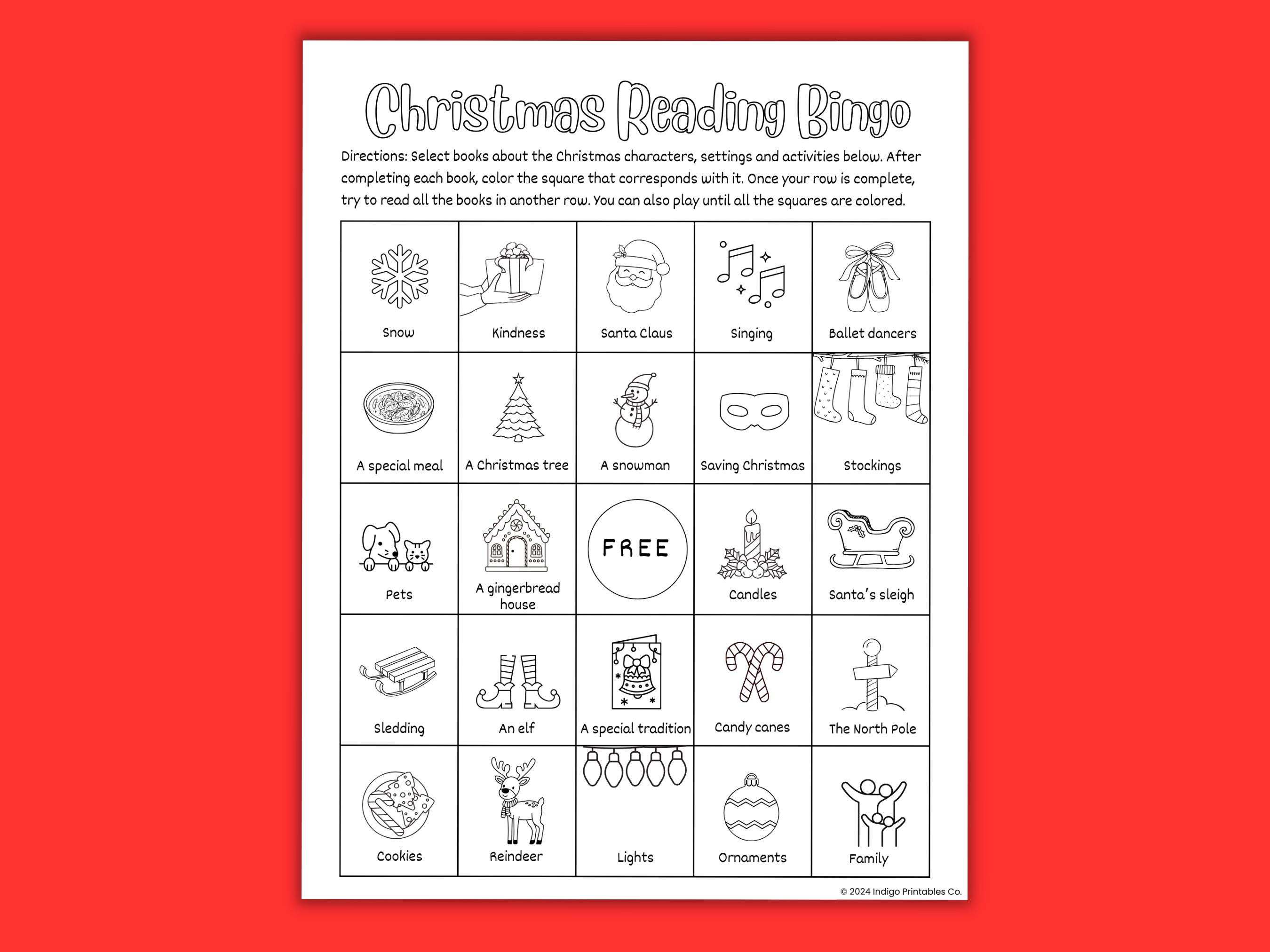 Children's Christmas Reading Bingo, Reading Log, Holiday Activity, Book ...