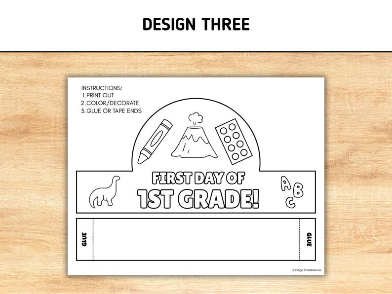 First Day of 1st Grade Paper Crown With Five Designs, First Grade Paper ...