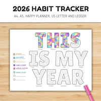 A Year in Pixels, Yearly Mood Tracker PDF, Habit Tracker Sheet, Yearly ...