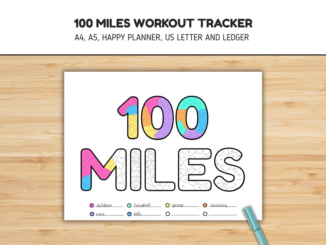 100 Miles Exercise Tracker for Walking, Running, Biking and Cycling ...