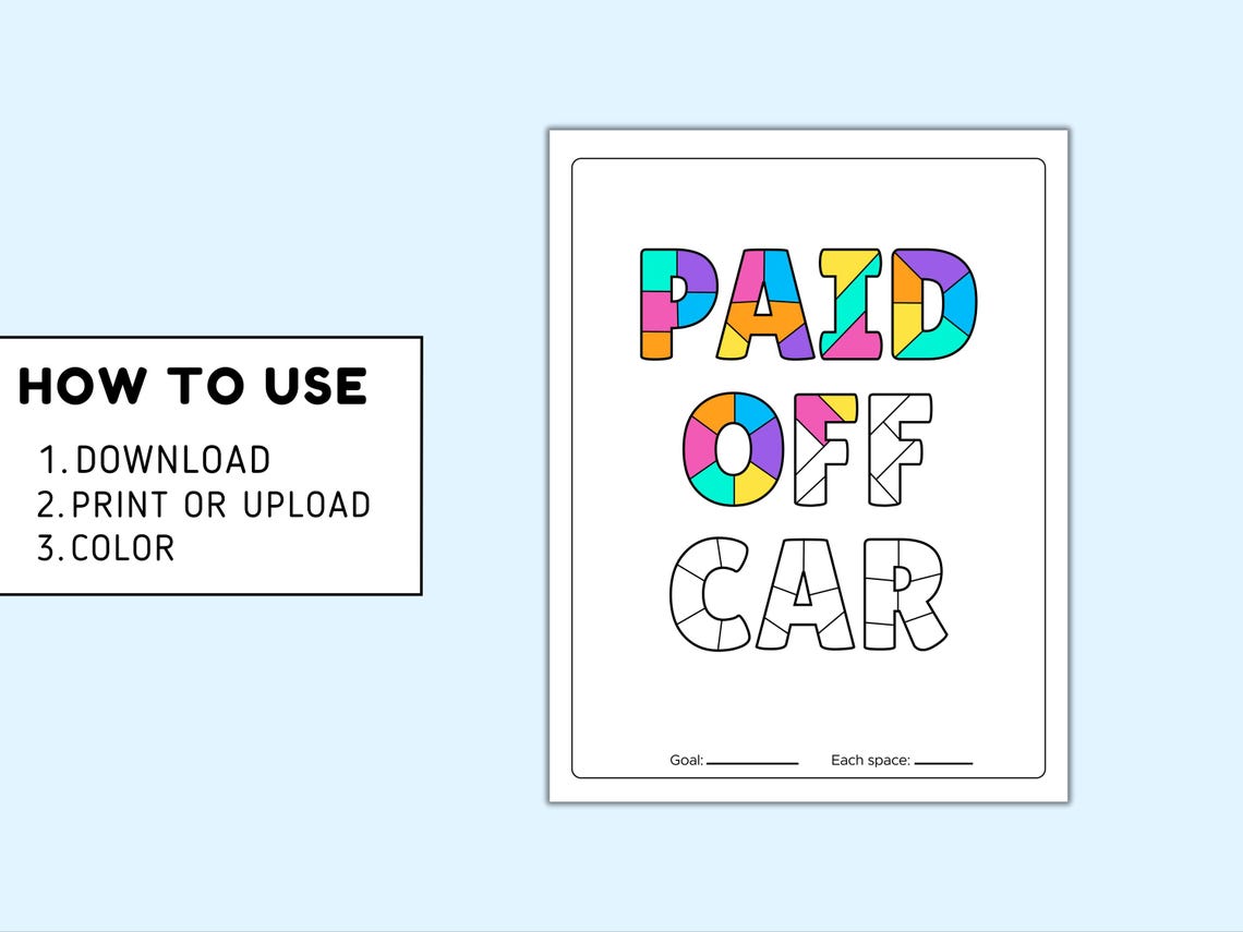 Car Payoff Challenge Coloring Page (digital Download) - Etsy