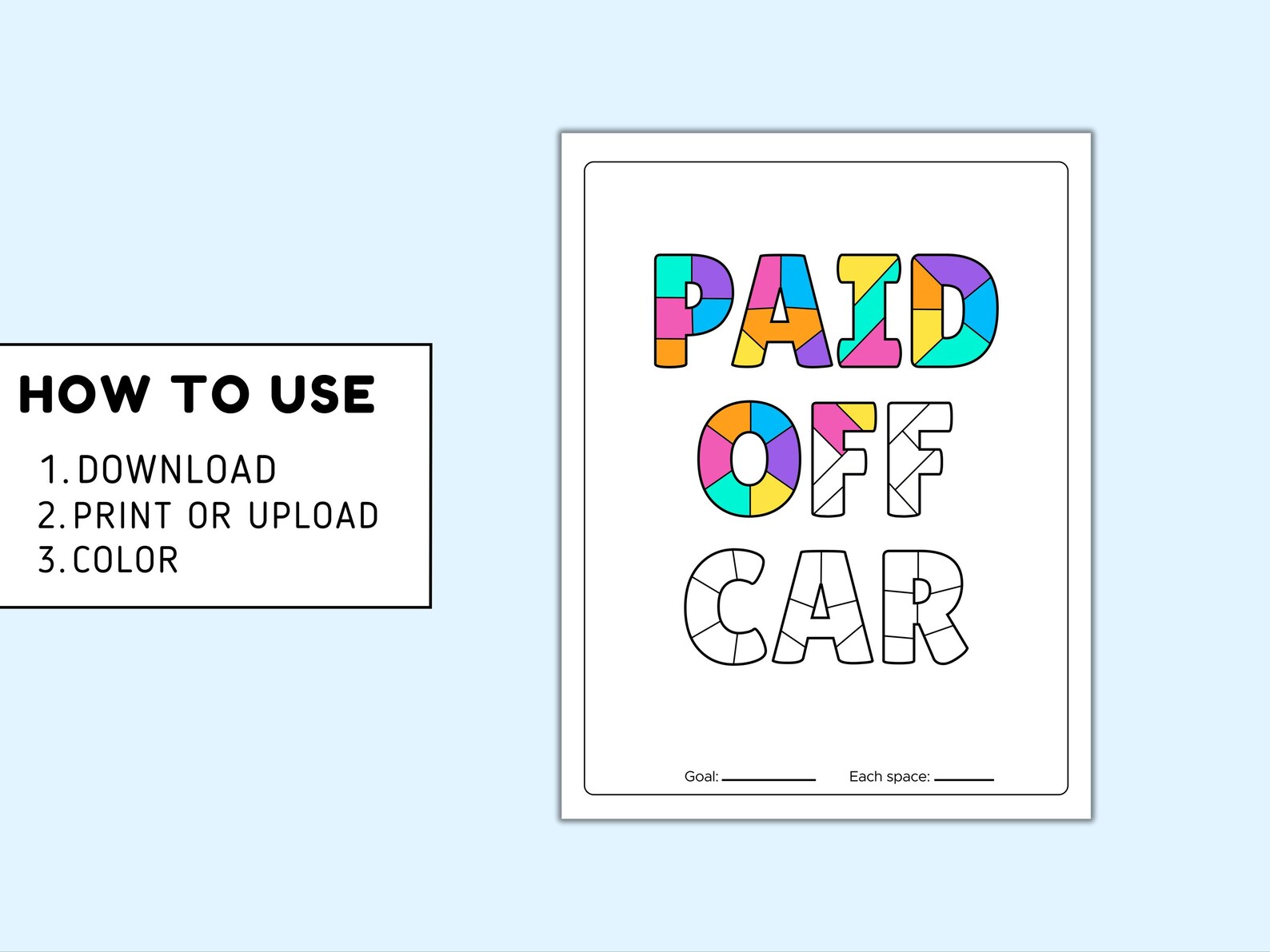 Car Payoff Challenge Coloring Page (digital Download) - Etsy