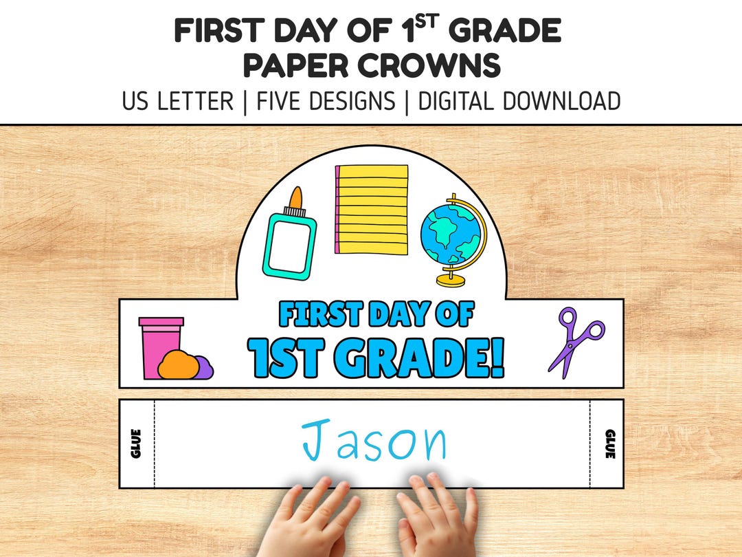 First Grade Paper Crown, Five Designs (digital Download) - Etsy