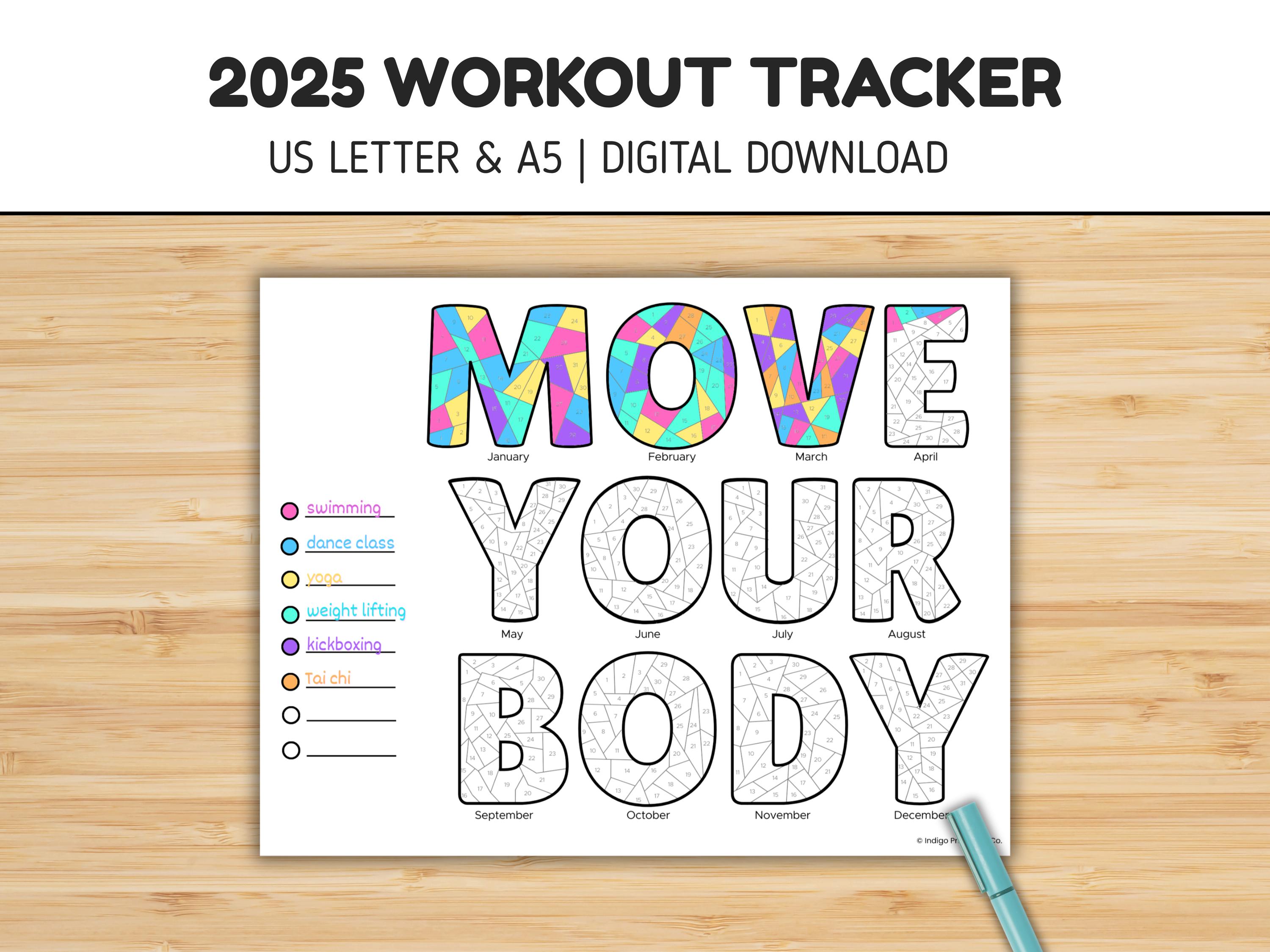 2025 Full Year Workout Tracker Coloring Page - Etsy