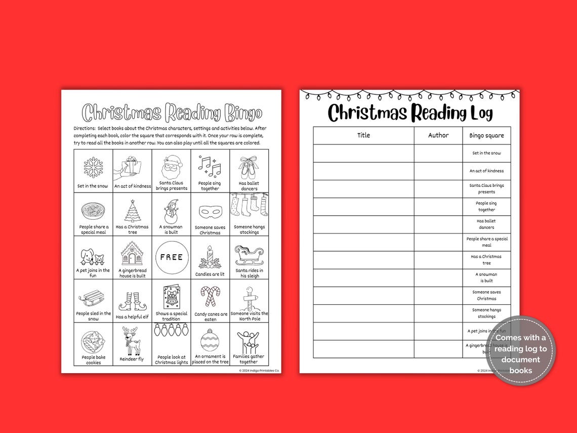 Children's Christmas Reading Bingo, Reading Log, Holiday Activity, Book ...
