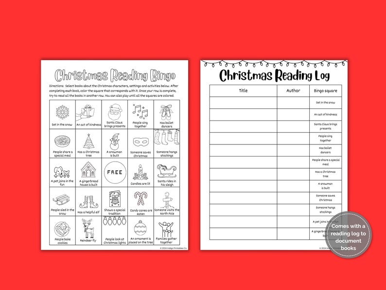 Children's Christmas Reading Bingo, Reading Log, Holiday Activity, Book ...