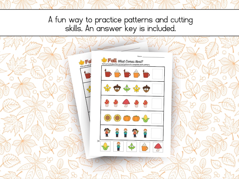 Fall Activity, Cut and Paste, Kids Activity, Pattern Practice, Fine ...