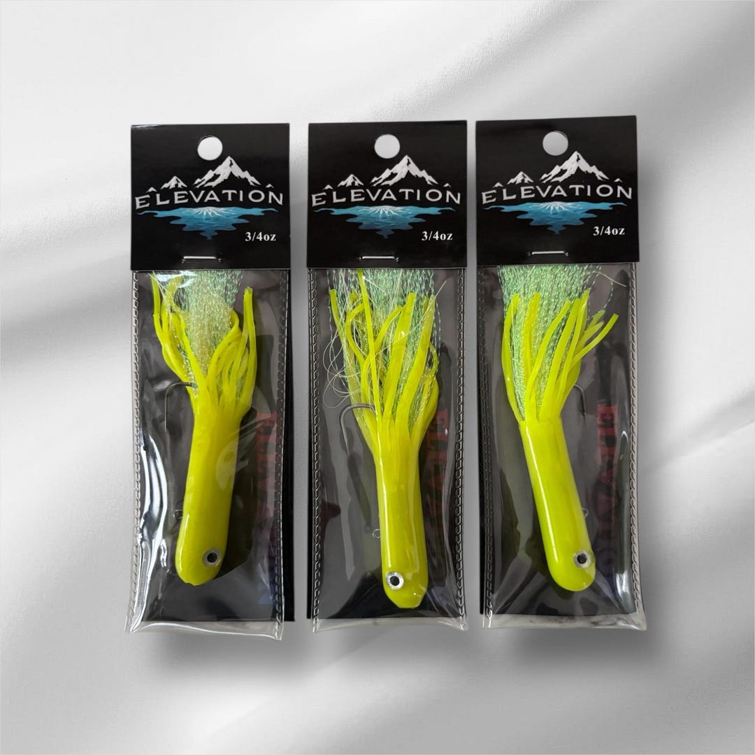 3 Pack 3/4 Oz 4 Inch Chartreuse/chartreuse Glow Tinsel Tube Jigs - Etsy