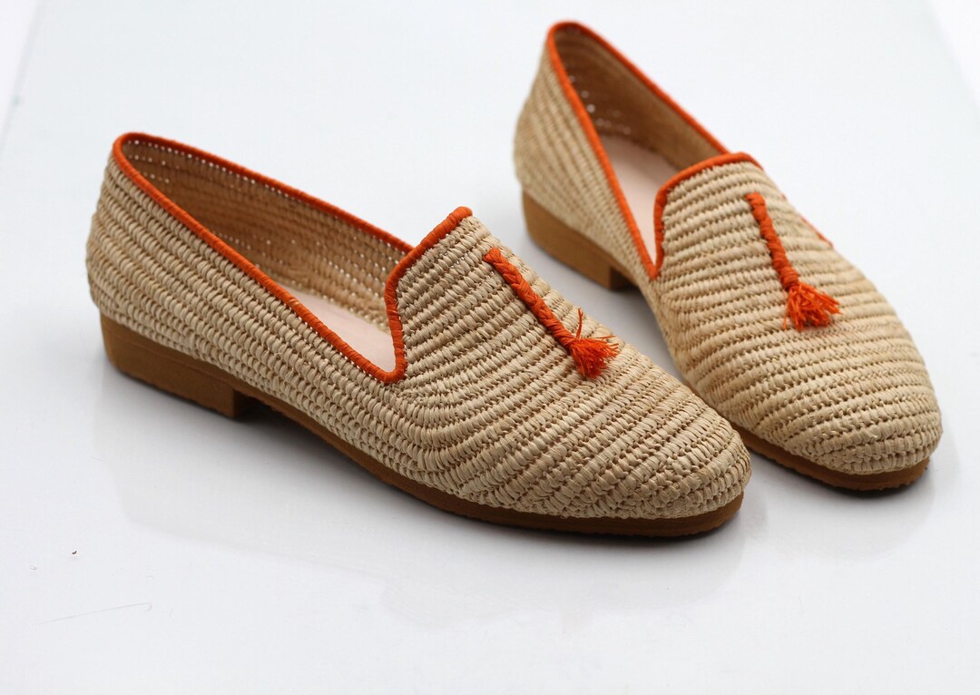 Moroccan Raffia Shoes Women, Raffia Mocasins Shoes, Raffia Shoes for ...