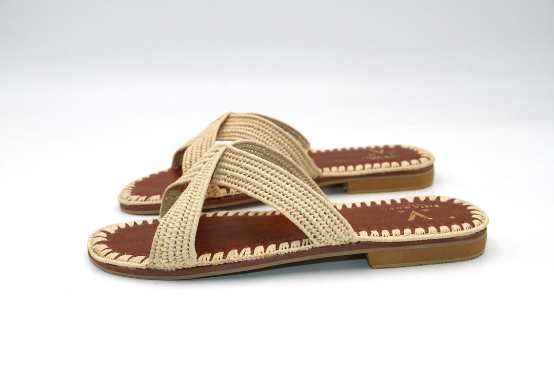 Natural Raffia Sandals,handmade Shoes,raffia Shoes,summer Sandals,women ...