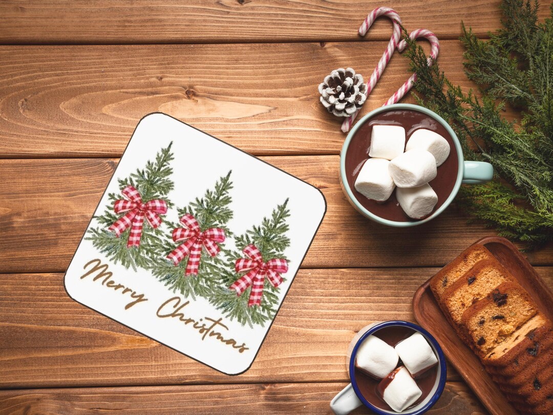 Elegant Holiday Ceramic Coaster: Festive Christmas Drinkware - Etsy