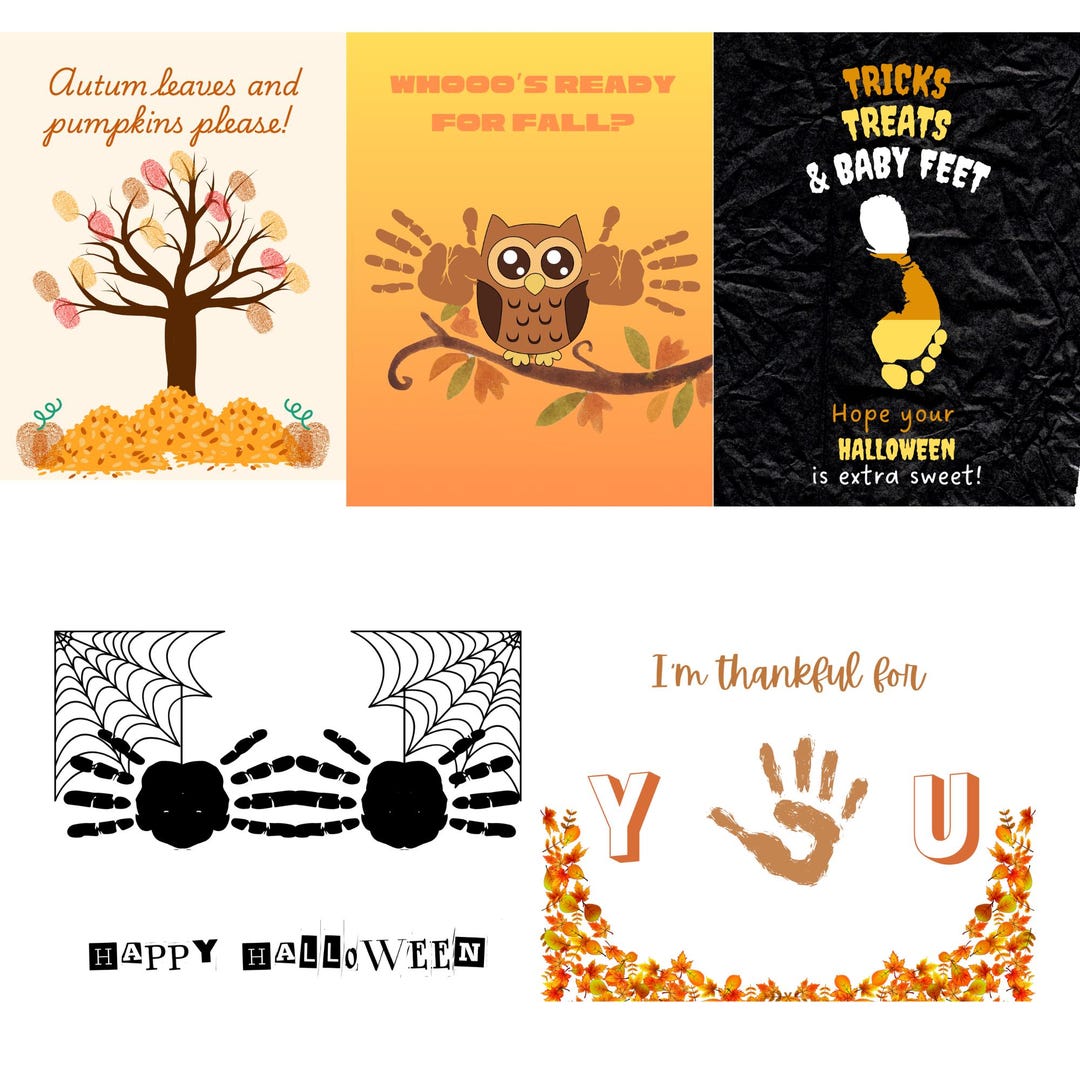 Fall-themed Handprint, Footprint & Fingerprint Craft Set - Set of 5 – 8 ...