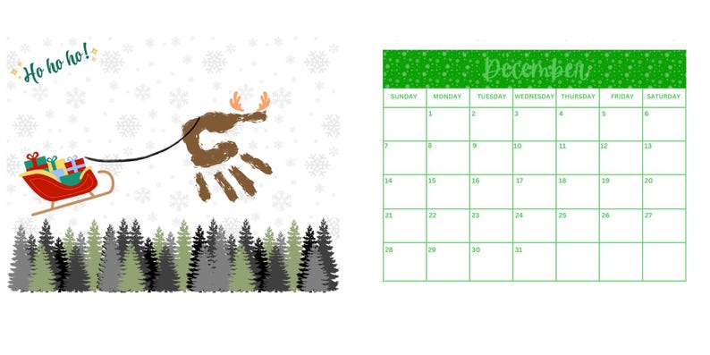 12-month Kids Handprint Calendar | Digital Download | 8.5x11 Landscape ...