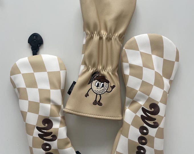 BEIGE BROWN- WOOD| Golf Club Cover. Funky Groovy Golf Club Cover Girlie ...
