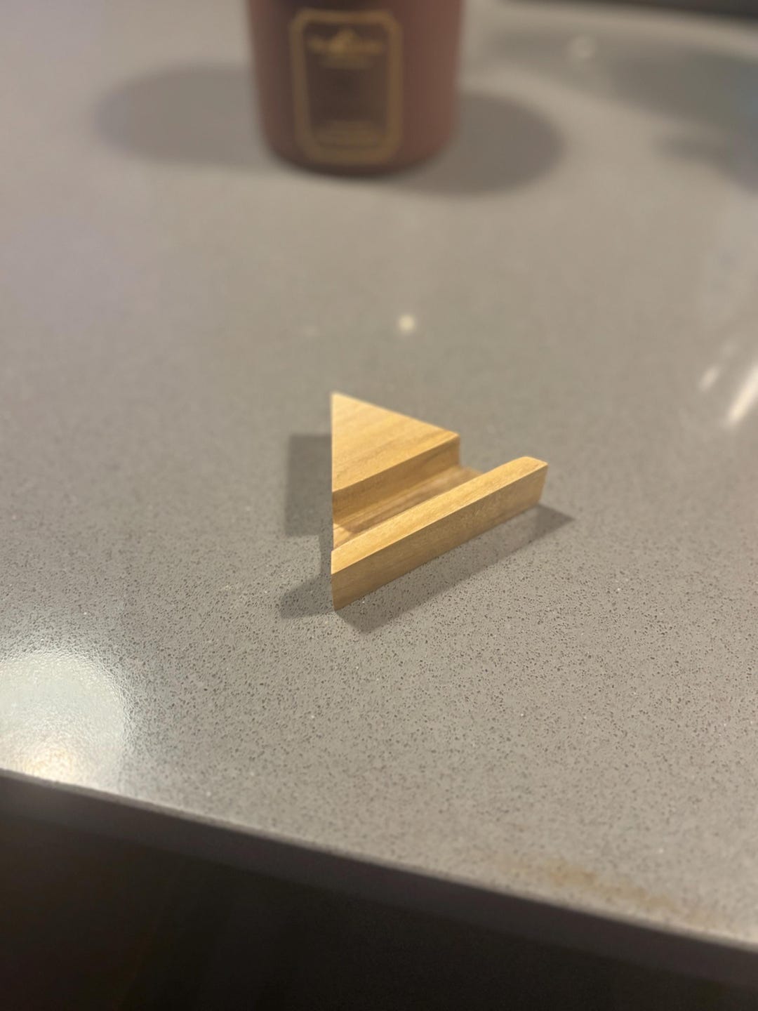 Minimalist Poplar Triangle Phone Stand – Modern Wooden Desk Organizer ...