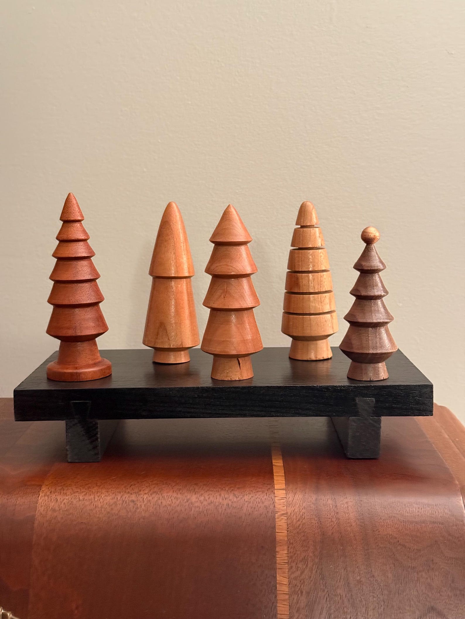 Hand Turned Christmas Trees Set of Five - Etsy