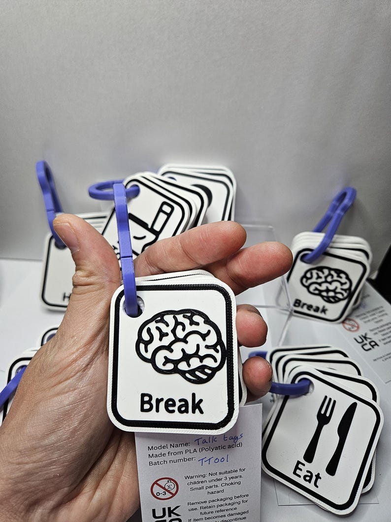 3D Printed Basic Needs Communication Tags – SEN Visual Support Set (6 ...
