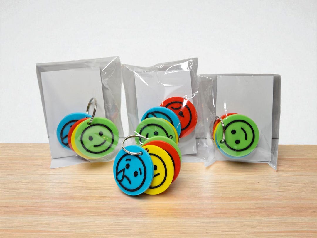3D Printed Emotion Keyring Tags: Autism, SEN Therapy Tool - Etsy UK