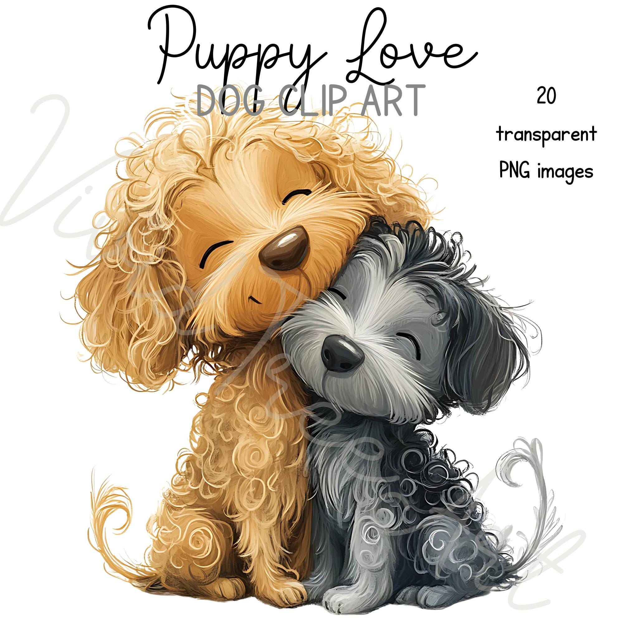 Puppy Love Clip Art: Cuddling Dogs, 20 PNG Images (digital Download) - Etsy
