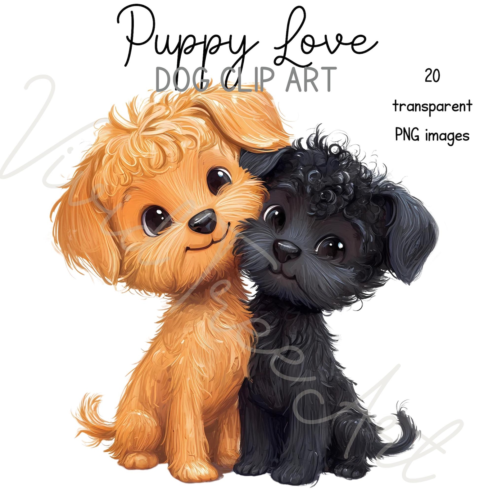 Puppy Love Clip Art: Cuddling Dogs, 20 PNG Images (digital Download) - Etsy