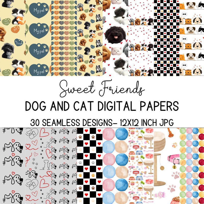 Dog and Cat Seamless File - Etsy