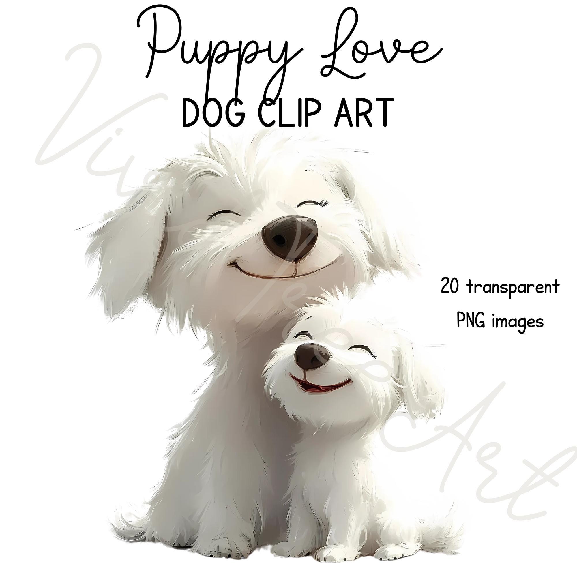 Puppy Love- Dog Clip Art-quirky Dogs- Cuddling Dogs-20 Transparent PNG ...