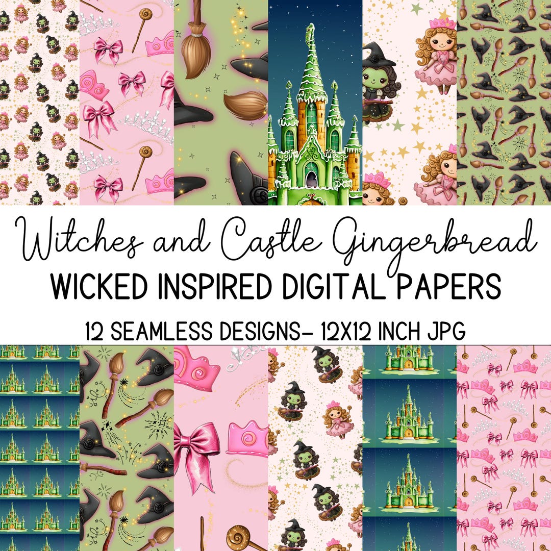 Wicked Inspired Digital Papers: Elphaba, Glinda, Emerald Castle (12x12 ...