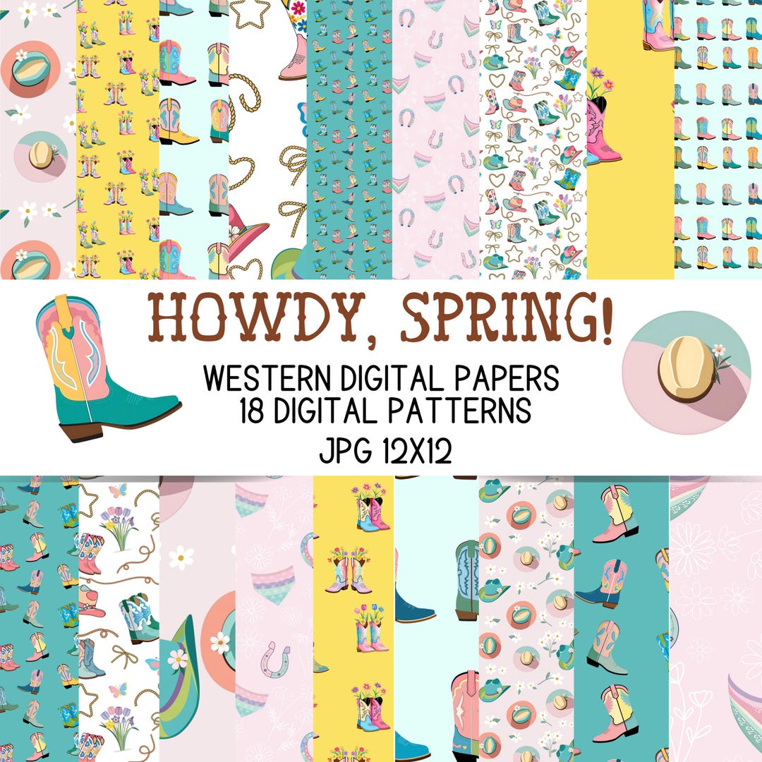 Howdy Spring-18 Western Digital Patterned Papers- Seamless Designs ...