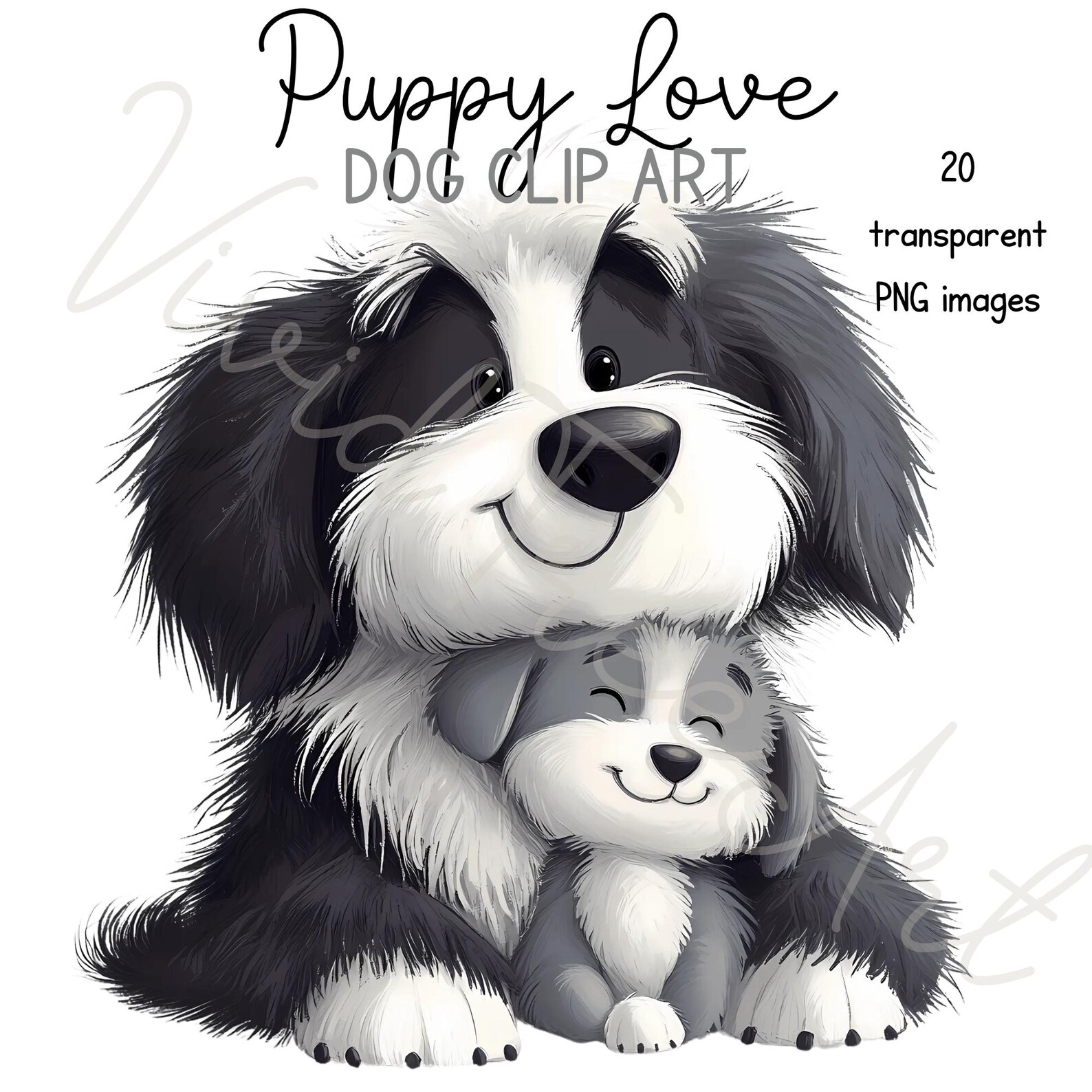 Puppy Love Clip Art: Cuddling Dogs, 20 PNG Images (digital Download) - Etsy