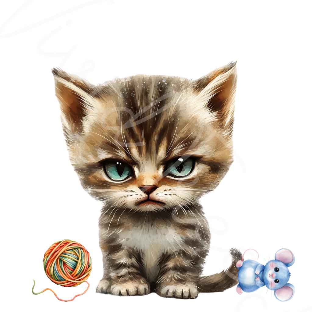 Grumpy Kittens Clip Art: Funny Cartoon Cats With Accessories (35 Pngs ...