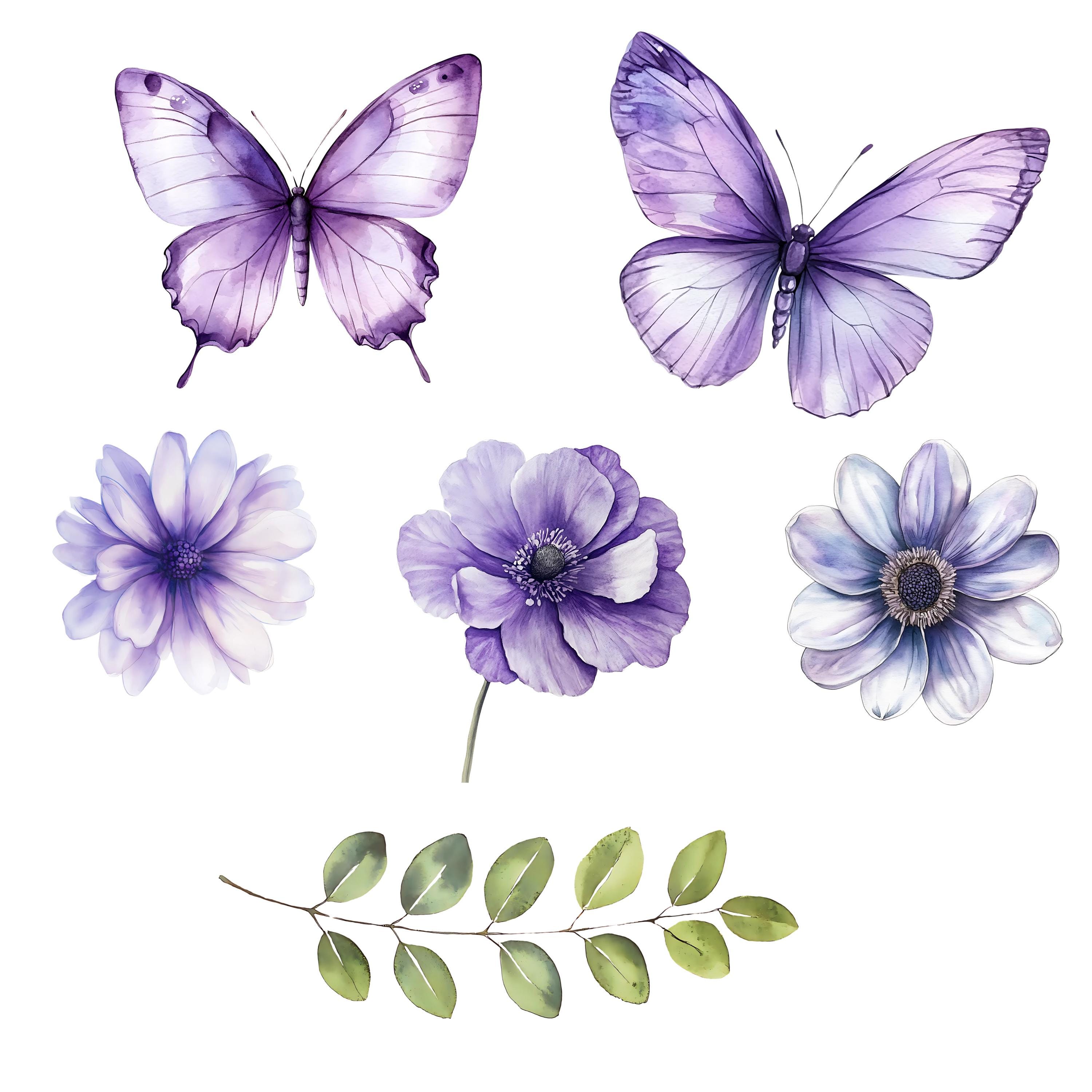 Purple Fairy Clipart Set: Butterfly, Mushrooms, Door (20 PNG Files) - Etsy