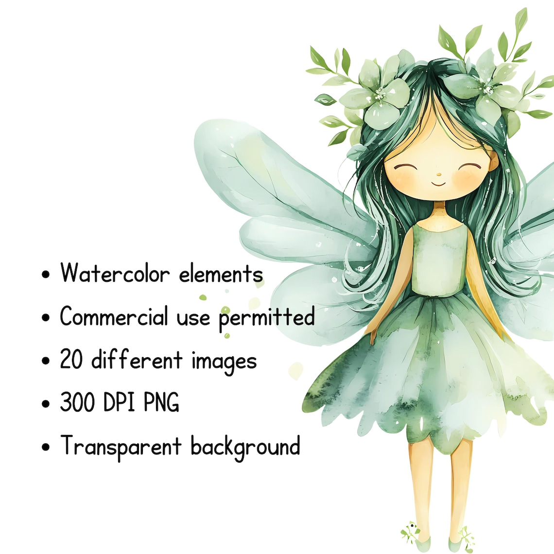 Green Fairy Clipart: Fairyland PNG Graphics (20 Files) - Etsy