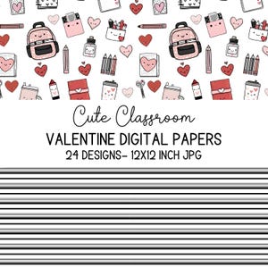 Valentine Classroom Clip Art & Digital Paper Bundle | Cute School ...