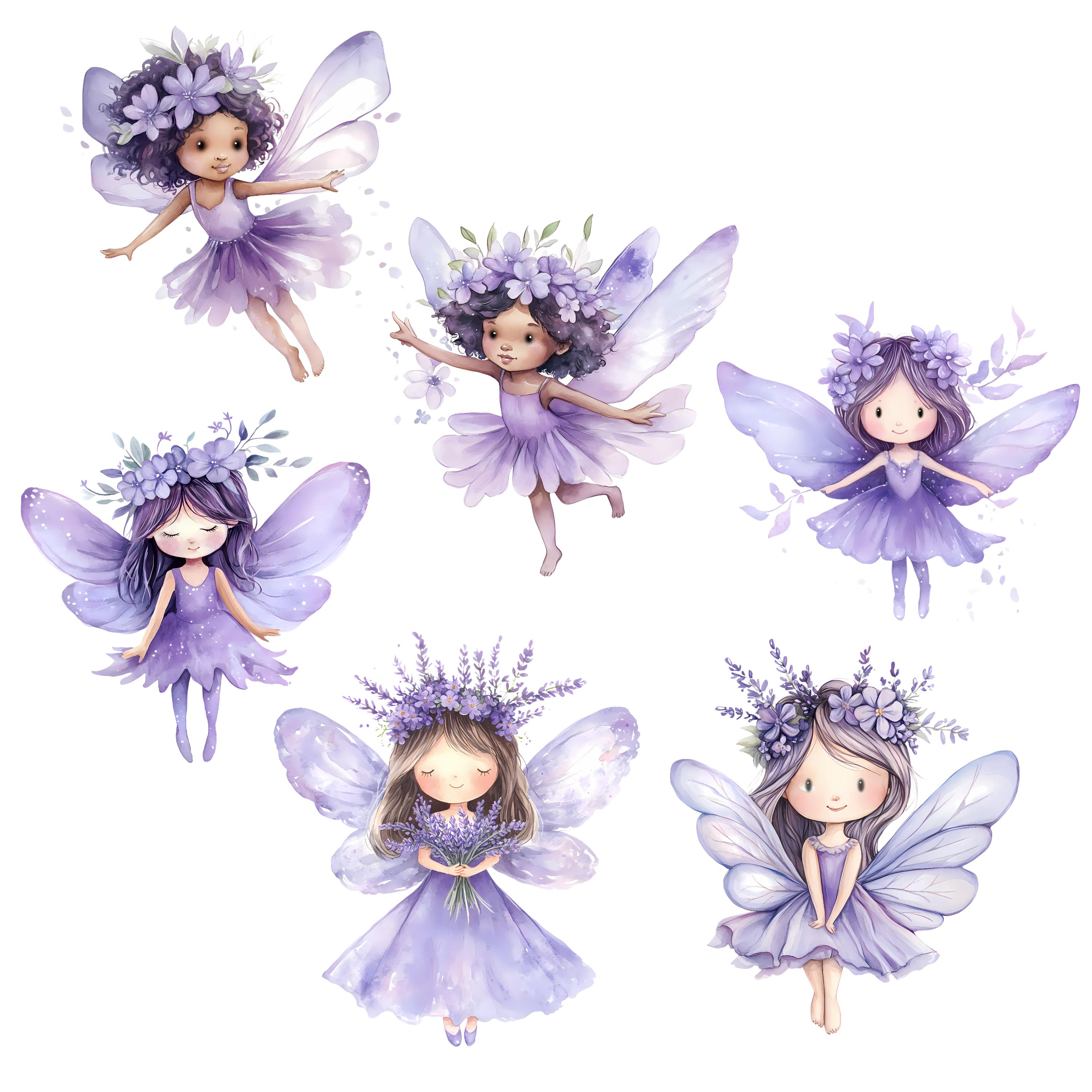 Purple Fairy Clip Art, Fairy Garden Clipart, Purple Butterfly, Purple ...
