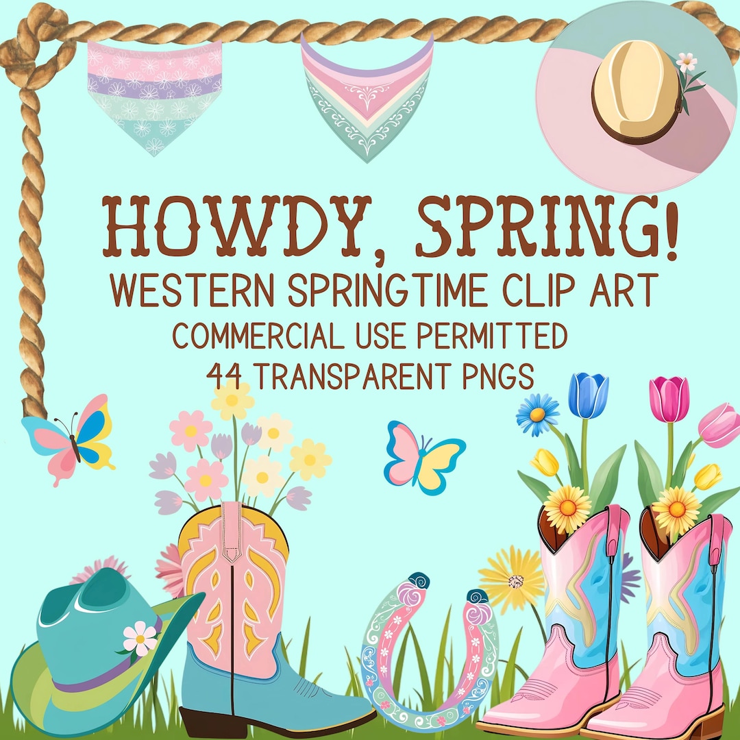 Howdy Spring- Western Clip Art for Springtime- 44 Transparent Pngs ...