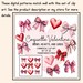 Coquette Valentine Digital Paper: Bows & Hearts Seamless Patterns (PNG ...