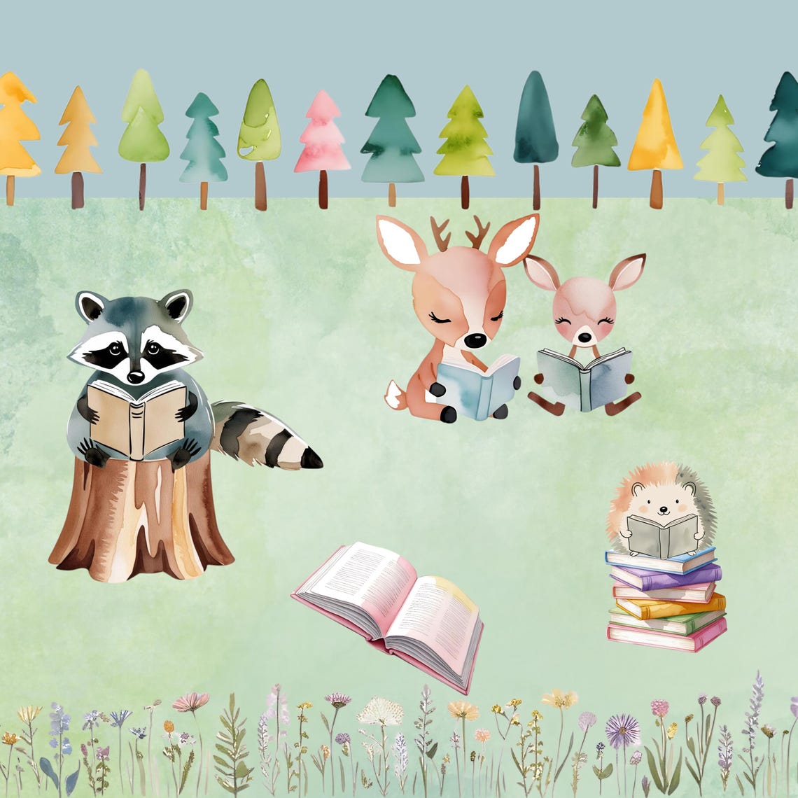 Woodland Animals Reading Books Clipart-cute Woodland Animals Clipart ...