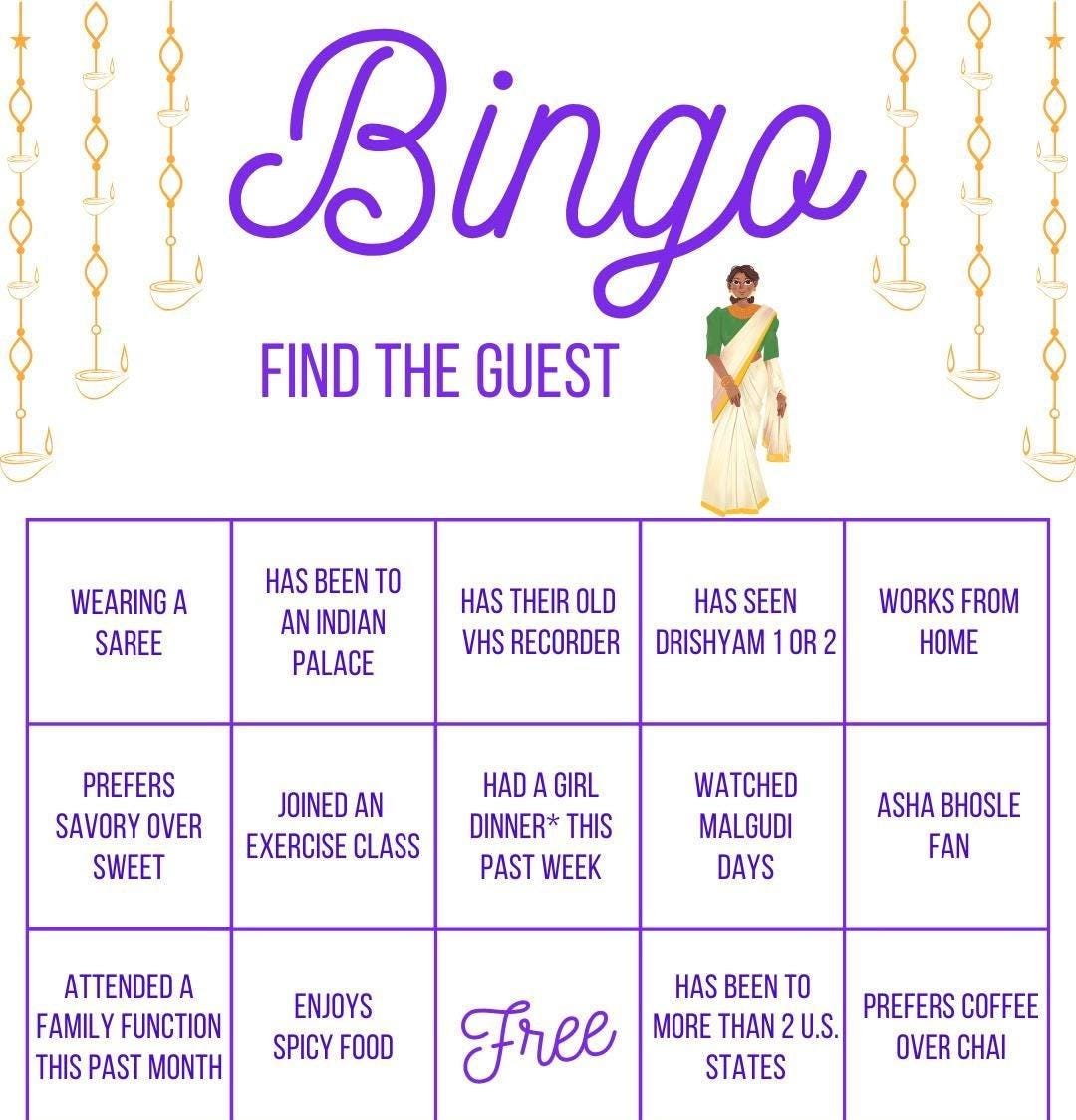 Desi/indian Party Bingo Game Template - Etsy