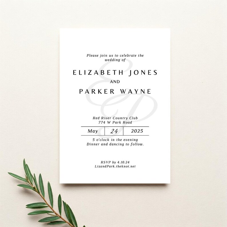 EDITABLE TEMPLATE - Classic Wedding Invitation Template, Timeless Wedding Invitation, Minimalist ...