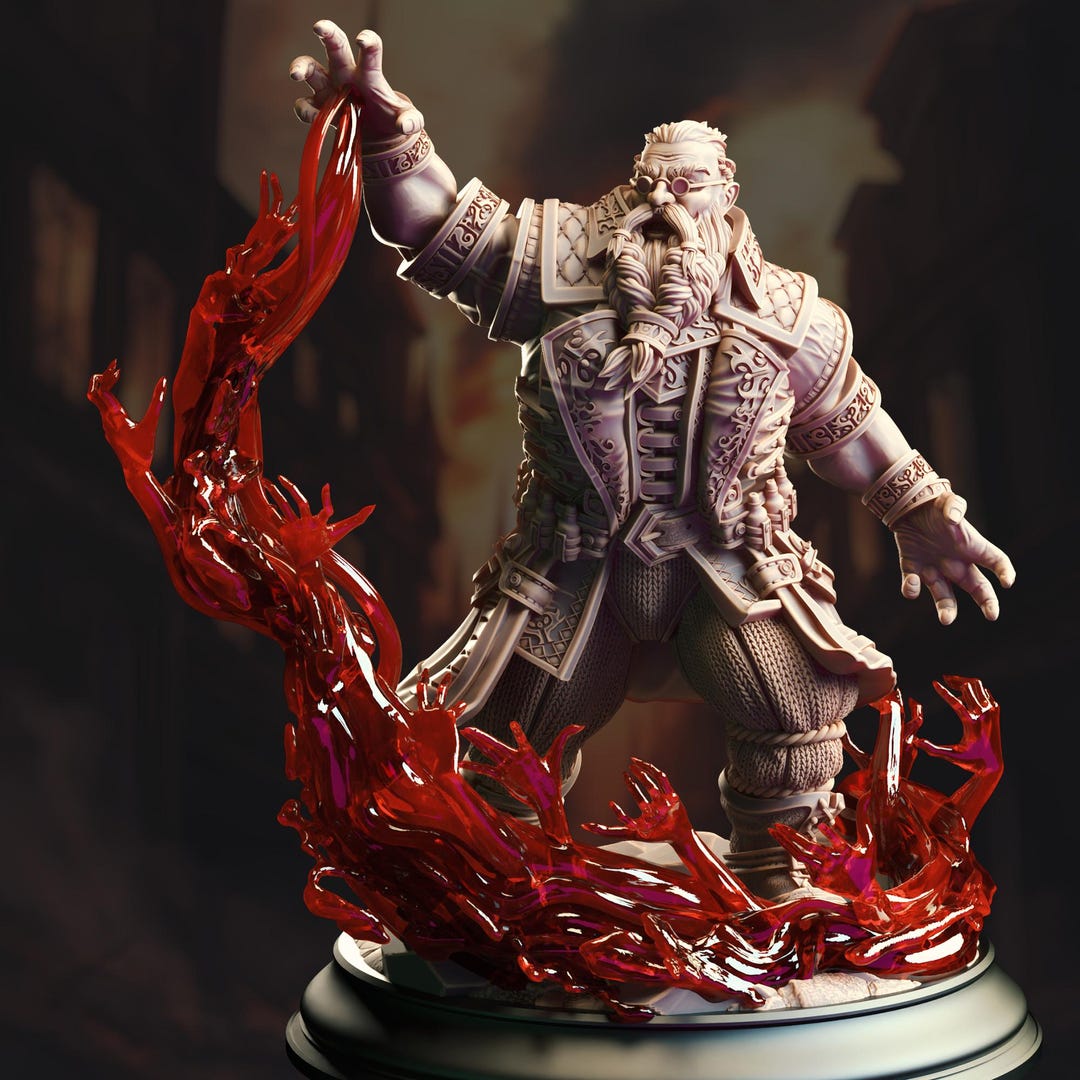 Dwarf Warlock Miniature Resin 3D Printed Blood Magic Mage for Dnd ...