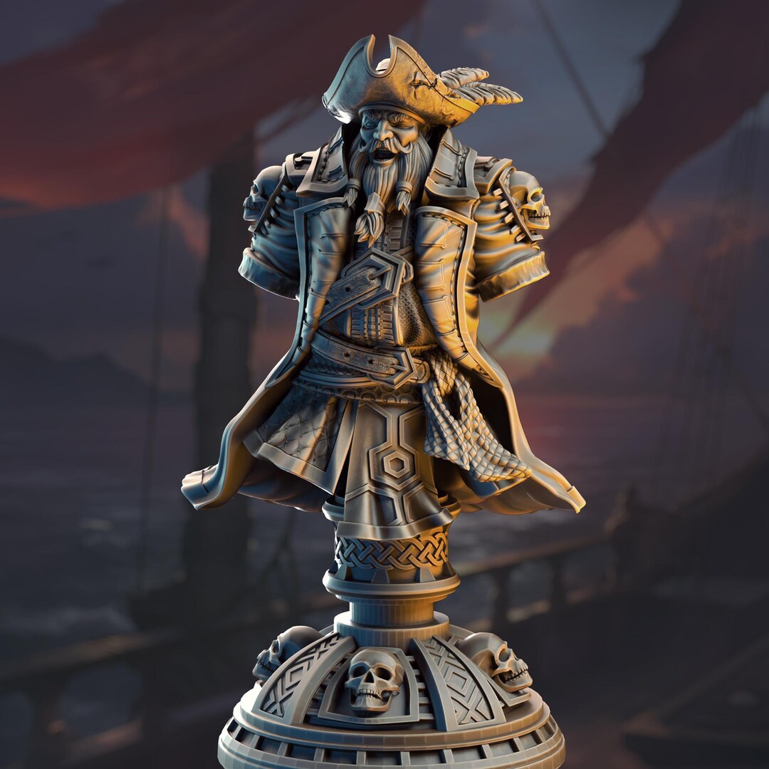 Pirate Captain Bust: Baradin Blackbeard Resin Miniature 3D Printed - Etsy
