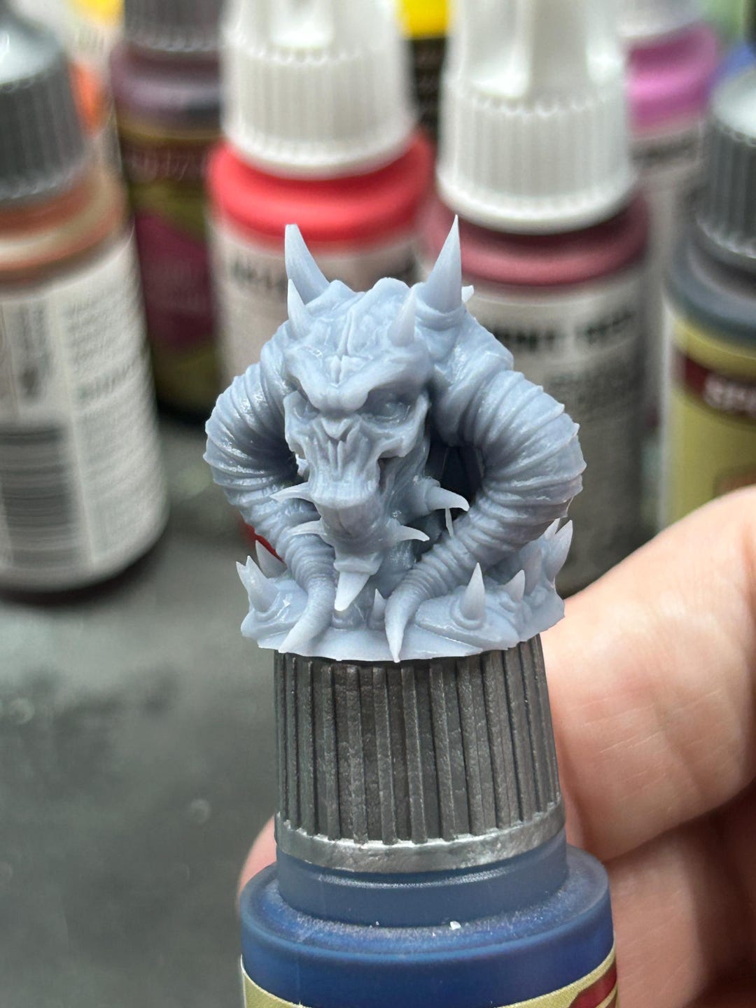 Horned Demon Miniature Paint Bottle Topper Fantasy Spikey Demon Head ...