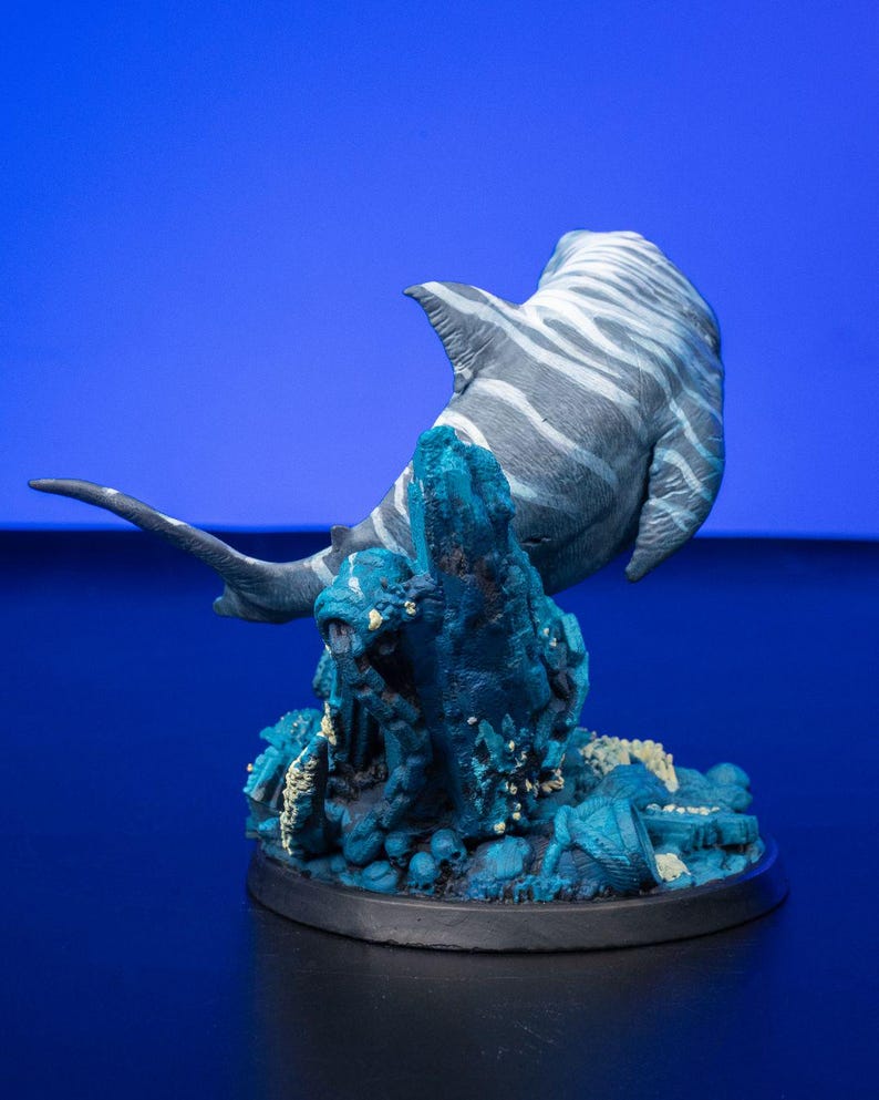 Epic Great White Shark Monster Miniature With Detailed Treasure Hoard ...