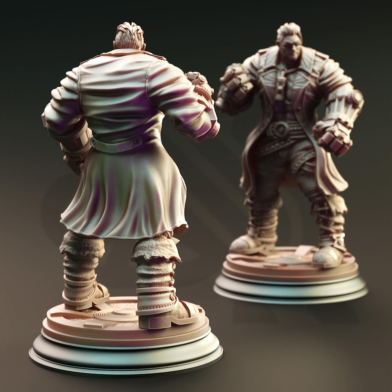 Steampunk Strongman Miniature: Cybernetic Brawler, Dnd Fighter - Etsy