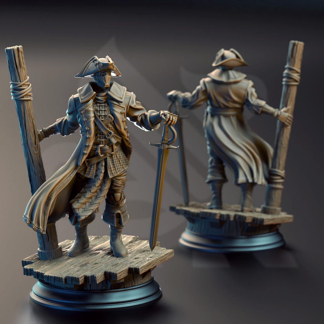Warforged Pirate Swashbuckler Miniature 3D Printed Resin Soulforged ...