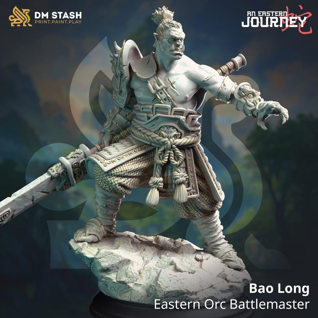 Orc Battlemaster Miniature 3D Printed Resin Figure Eastern Samurai ...
