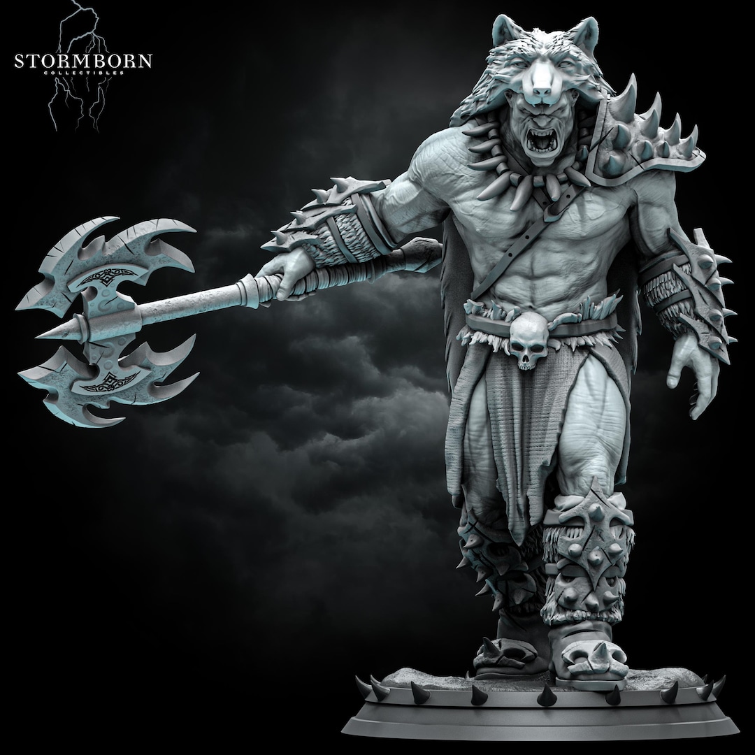 Orc Barbarian Warrior Chieftain Miniature: Resin 3D Printed, Dnd ...
